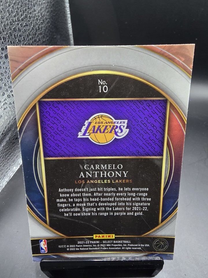 2021-22 Panini Select Carmelo Anthony Numbers #10 - Los Angeles Lakers ...