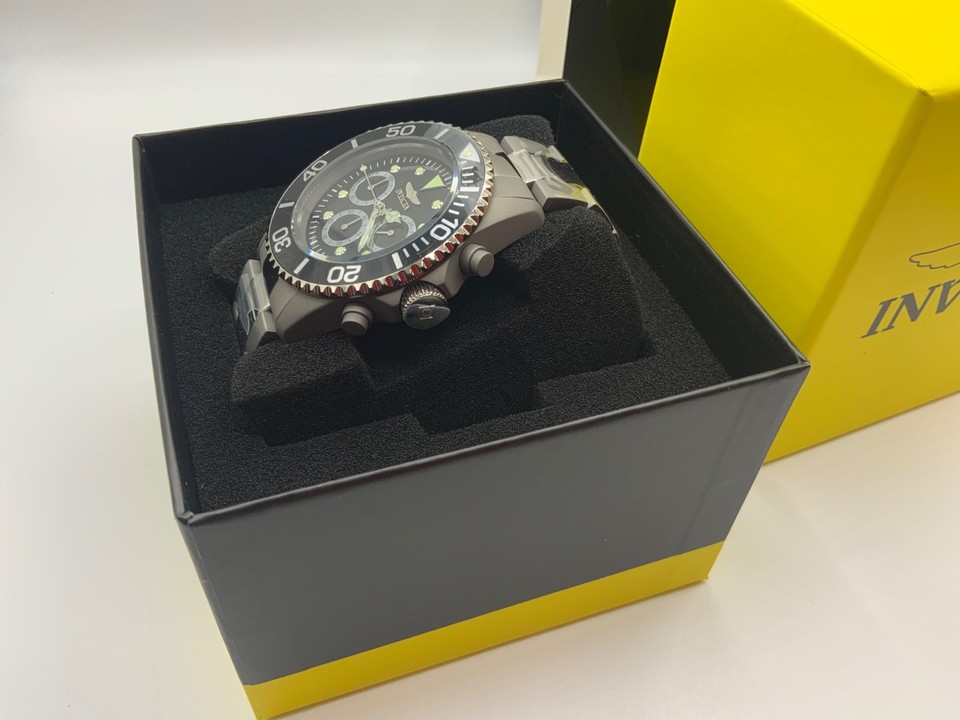 NEW Invicta PRO DIVER CHRONO SOLID TITANIUM 45mm Black Dial 200M Diver ...