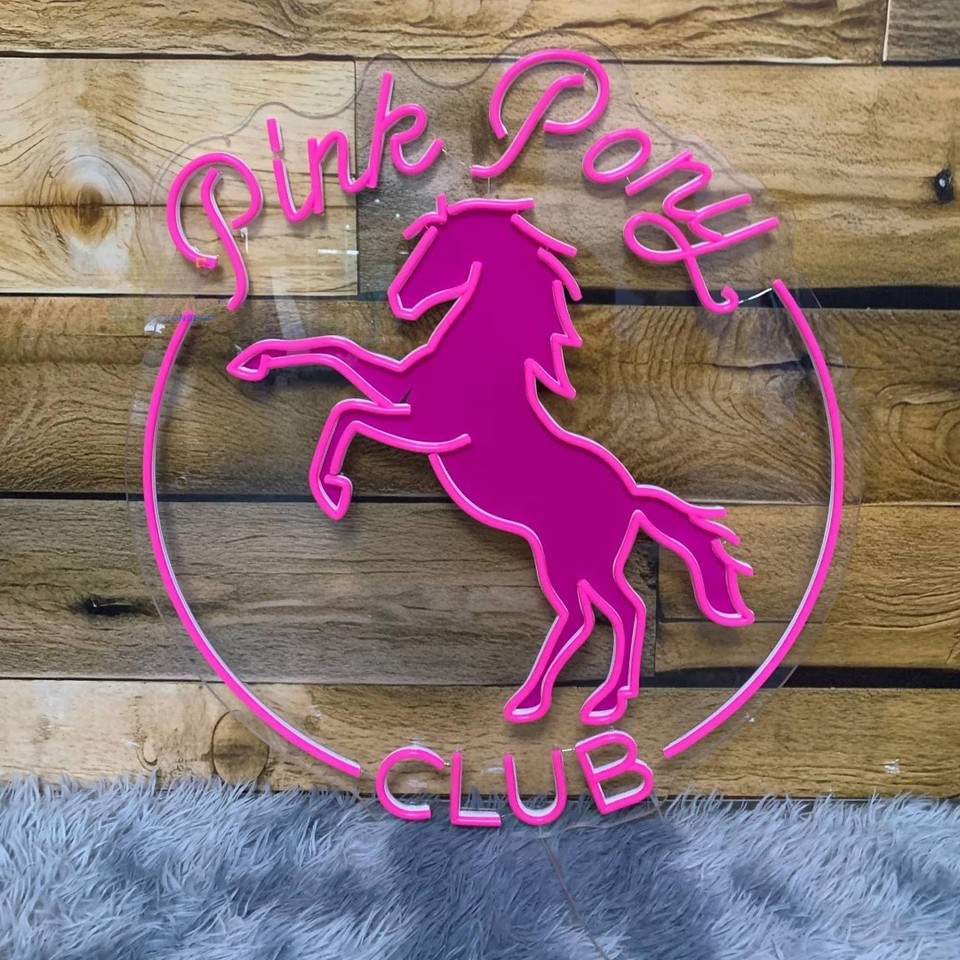 Pink Pony Club LED Neon Sign Light Man Cave Room Display Wall Decor | eBay