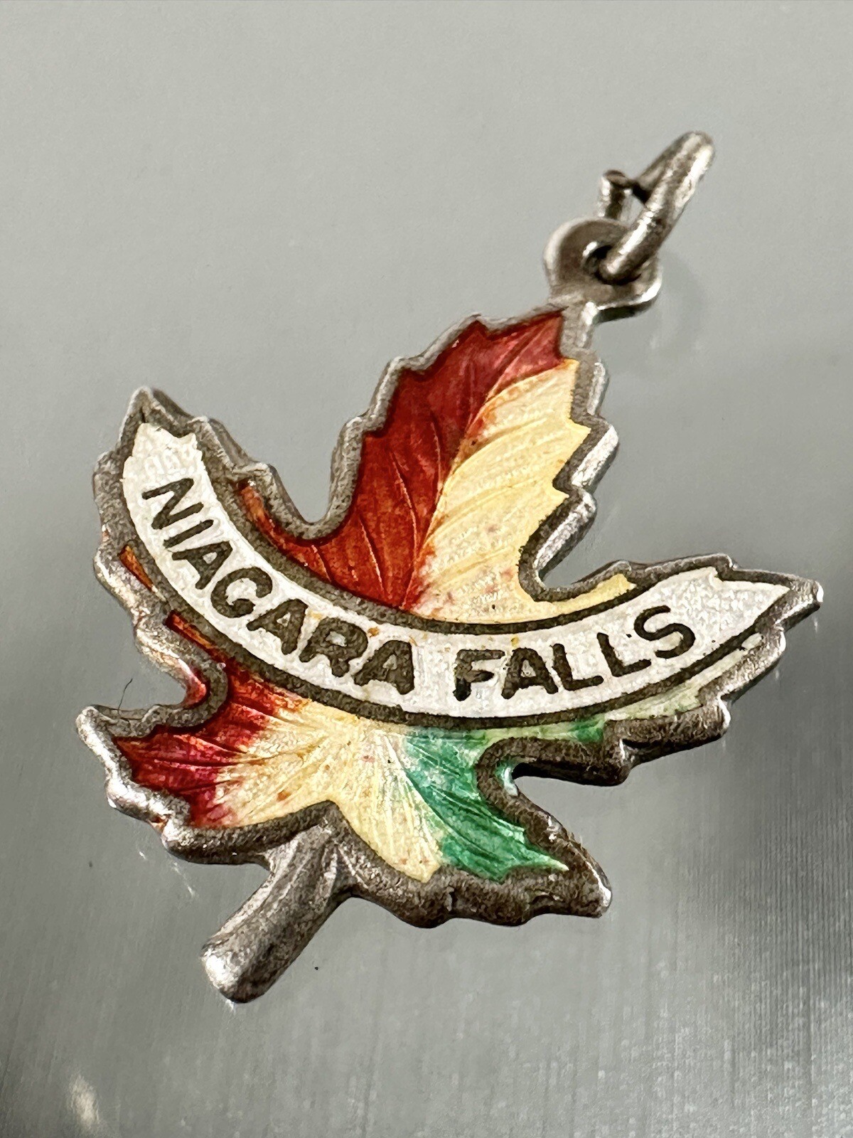 BMCo Vintage 925 Sterling Silver Enamel Niagara Falls Maple Leaf CHARM Pendant | eBay