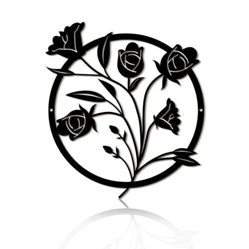 Metal Rose Wall Art Decor, Minimalist Vintage Rosé Wall Art, Modern ...