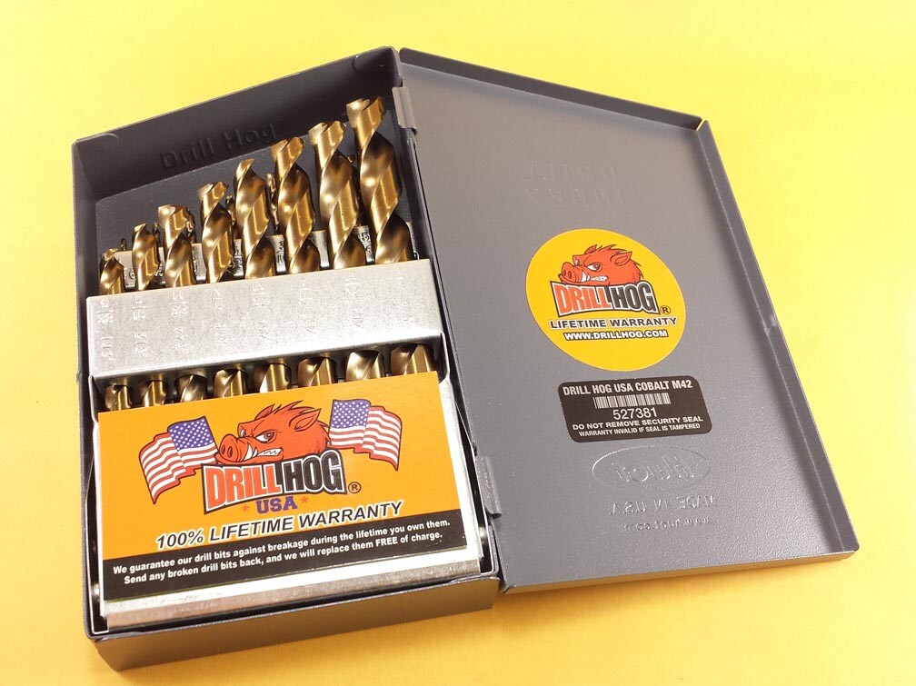 Drill Hog® 21 Pc Cobalt Drill Bit Set Twist M42 Round Shank Lifetime ...