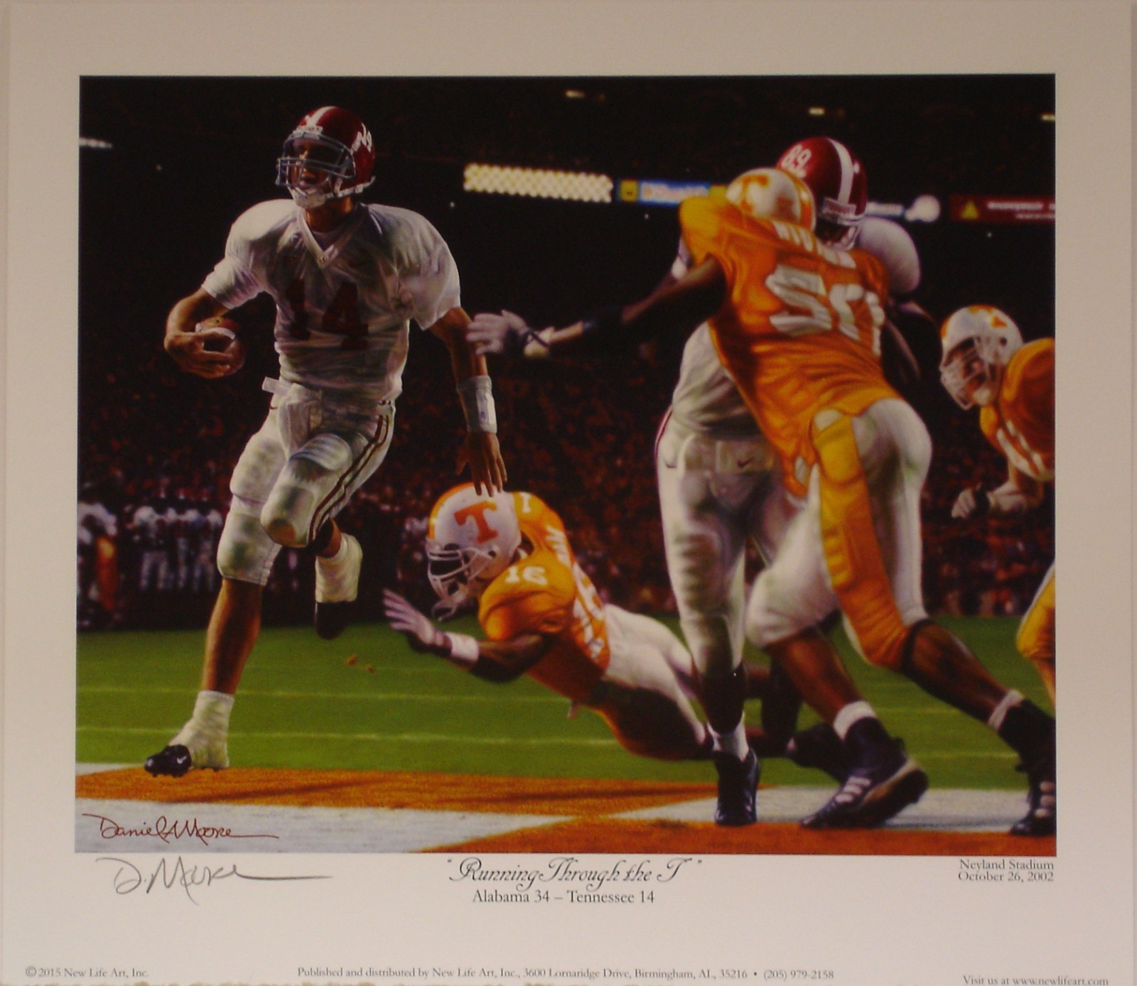 Alabama football Tyler Watts "Running thru the T" print signed by ...