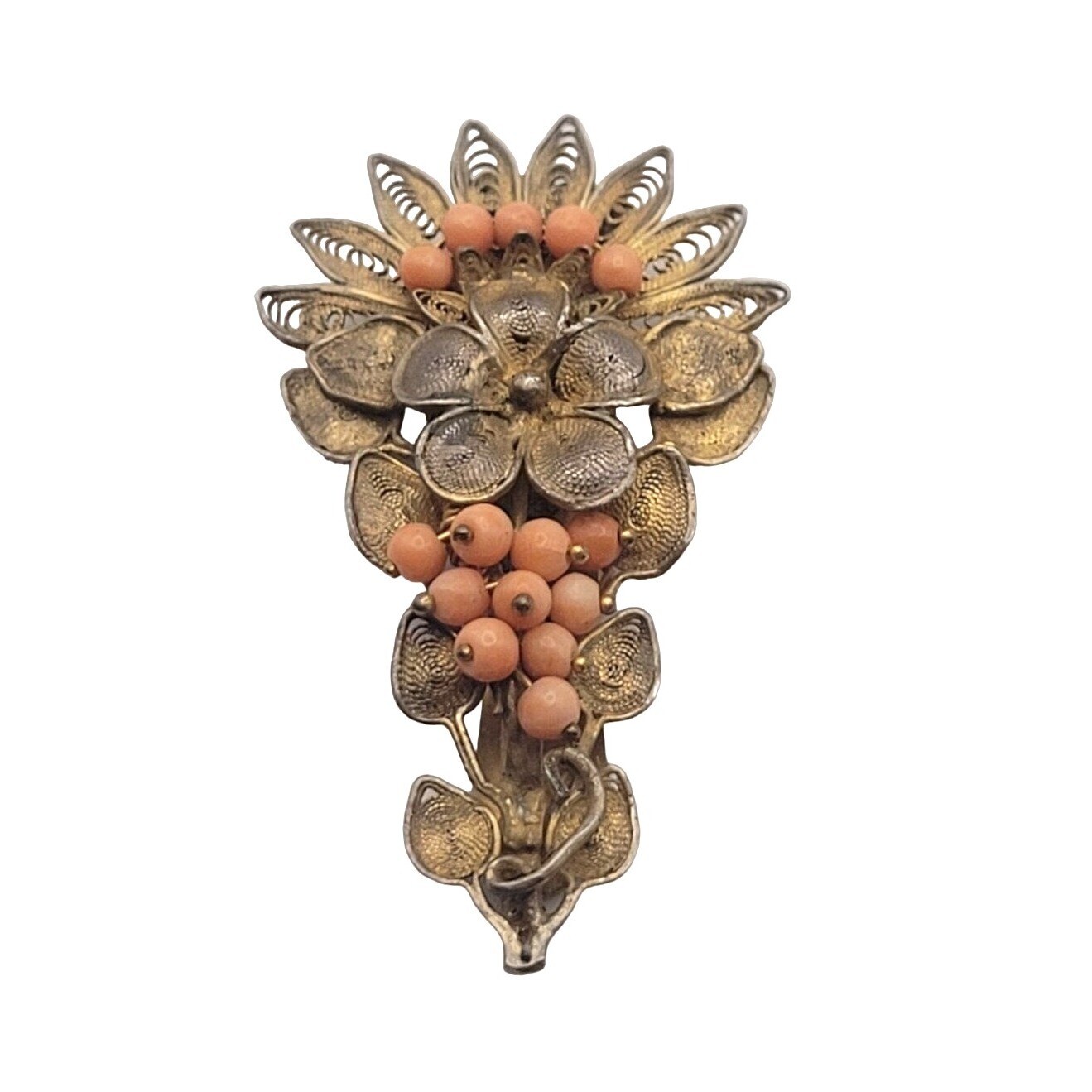 Antique Gold Plated Victorian Filligree Dress Clip Fu… - Gem