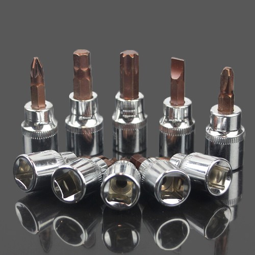 3/8"Socket Screwdriver Bit Hex Plum Flathead Phillips Bits Chrome ...
