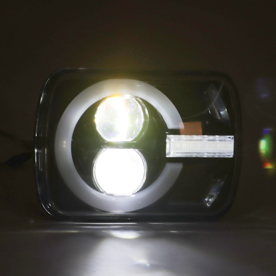 Fit for Ford F150 Bronco 1978-1986 Pair 7x6" Square LED Headlights Turn ...