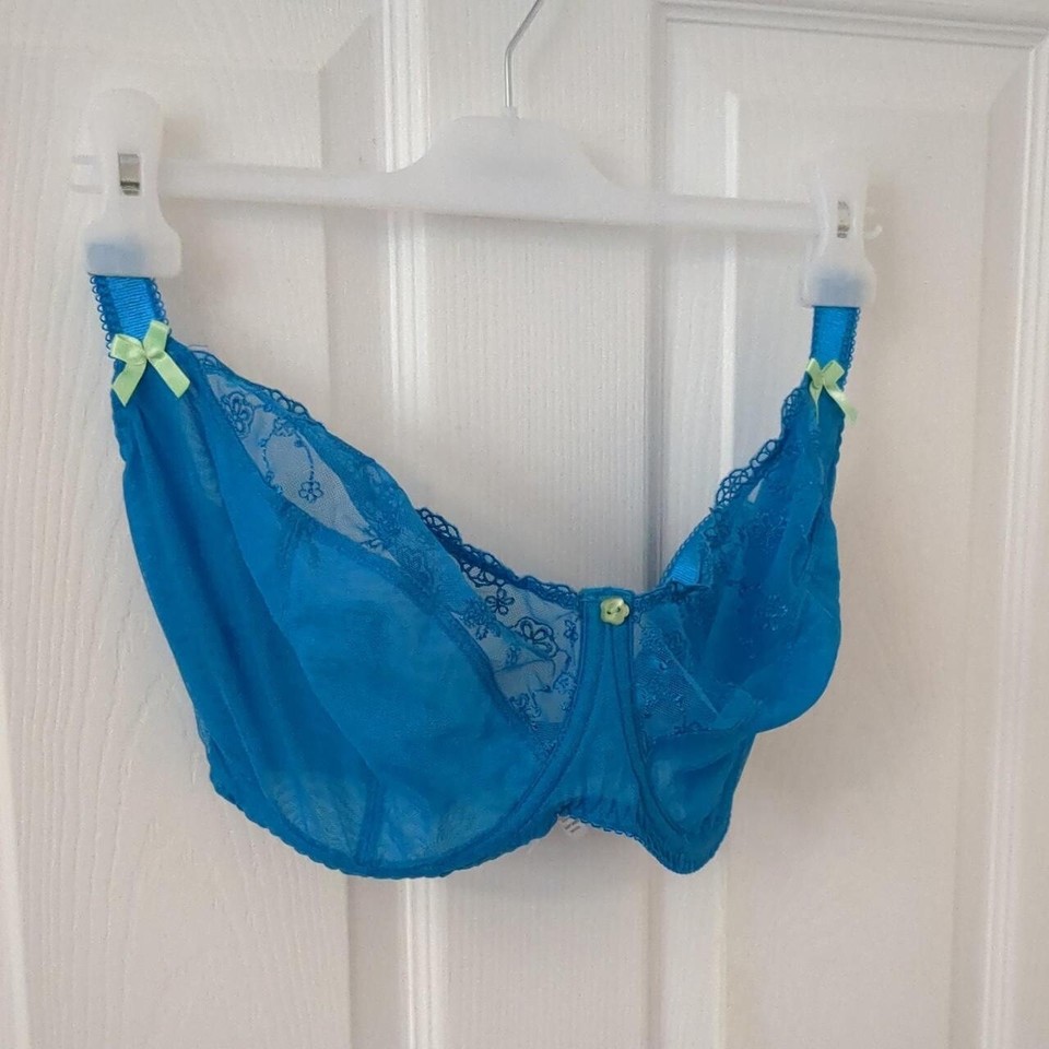 Curvy Kate blue lace bra with bows #lingerie Size 32HH | eBay UK
