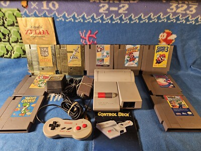 Nes Top Loader Bundle ***System, Dog Bone Controller, Manuals, 9 Games ...