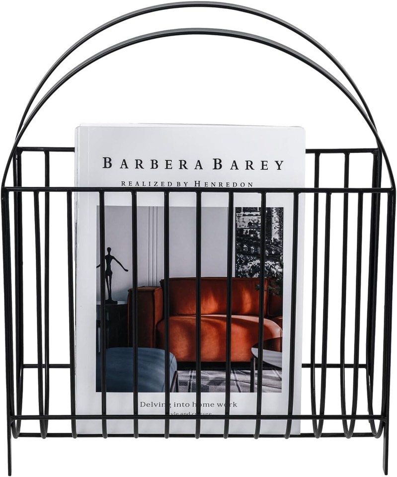 Tabletop or Floor Standing Black Metal Wire Magazine Rack, Magazine ...