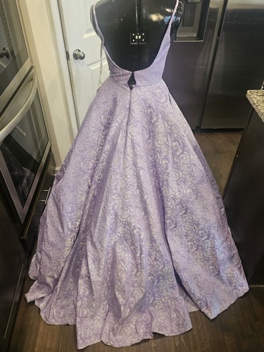 Angela And Alison Purple Floral Polyester Sleeveless Princess Ball Gown ...