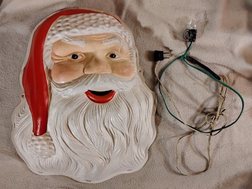 Vintage General Foam Blow Mold Santa Face Lighted Christmas 18" Santa ...