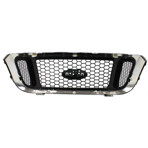 Grille For 2004-2005 Ford Ranger Chrome Shell w/ Silver Insert Plastic ...