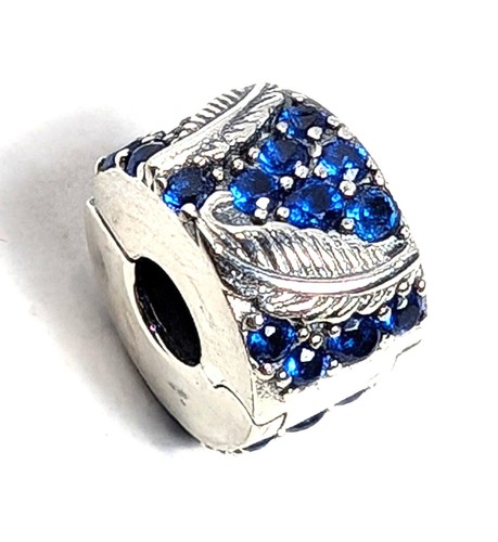 Authentic Pandora Charm, Curved Feather Clip, Blue Crystals, #792552C01 ...
