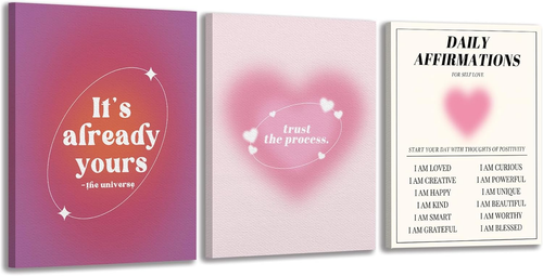 Pink Y2K Aura Daily Affirmations Spiritual Wall Art Posters Set of 3 ...