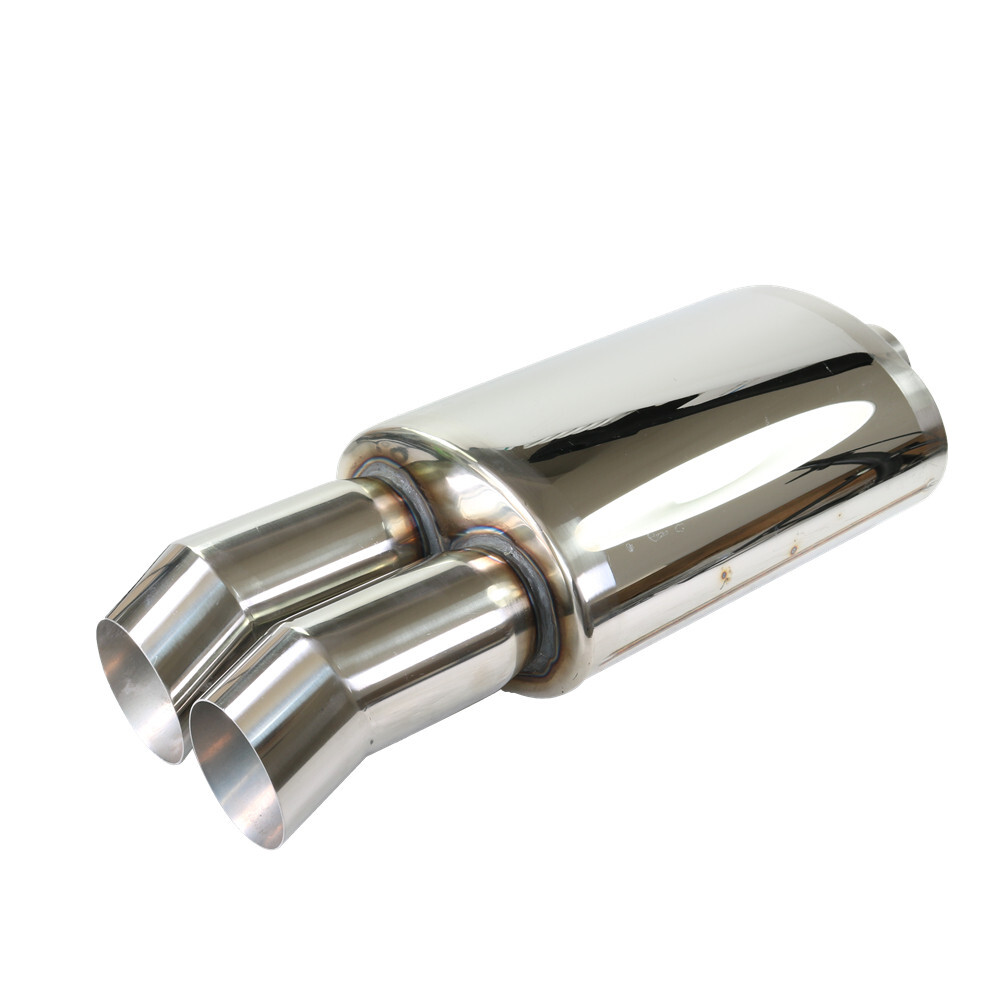 Universal Stainless Steel Twin Upswept Exhaust Back Box Flexi Pipe Kit ...