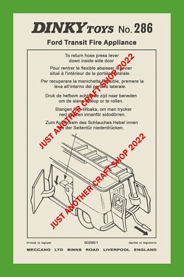Dinky 286 Ford Transit Feu Appareil Instruction Dépliant Très Haute ...