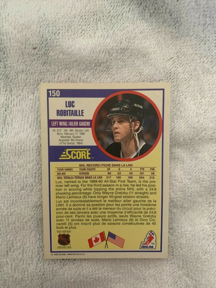 Luc Robitaille Hockey Card - 1990-91 NHL Score - Los Angeles Kings ...