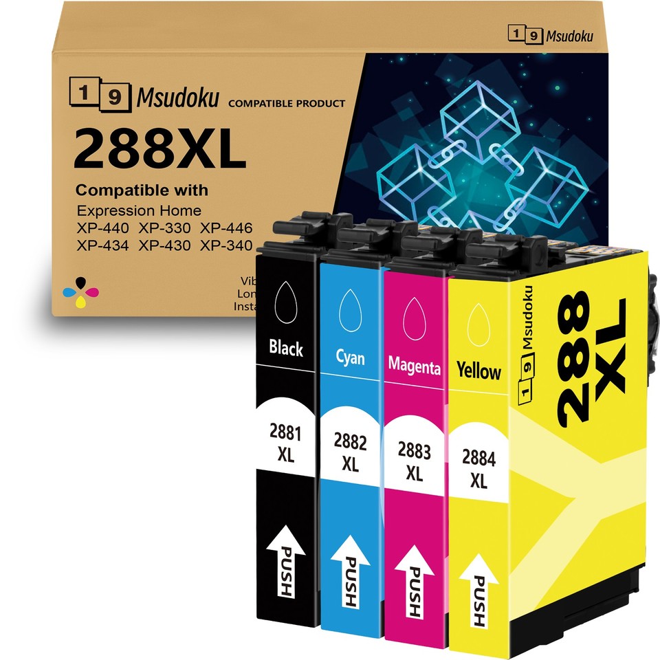4PK 288XL T288XL 288 Ink For Epson Expression Home XP-340 XP-430 XP-440 ...