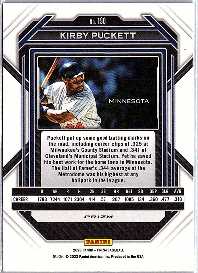 2023 Panini Prizm #190 Kirby Puckett Pink Ice Prizms | eBay