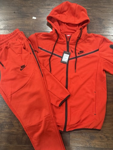 Nike Sportswear Tech Fleece Tracksuit Set Hoodie University Red/Black ...