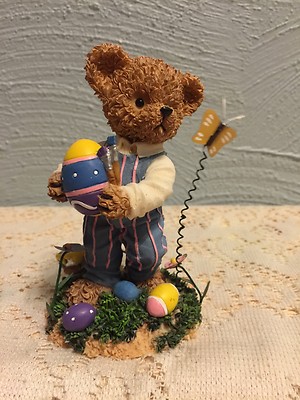 Home Interiors Kuddles Korner 2002 "March" Holiday "Bear Painting Eggs ...