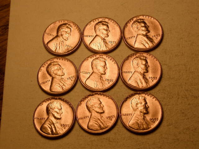 1955-S Monster BIE Cent Error Gem BU Uncirculated Red Lincoln Wheat ...