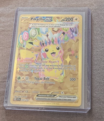 Pikachu EX Gold 247/191 Hyper Rare SV Surging Sparks Pokemon TCG Card ...