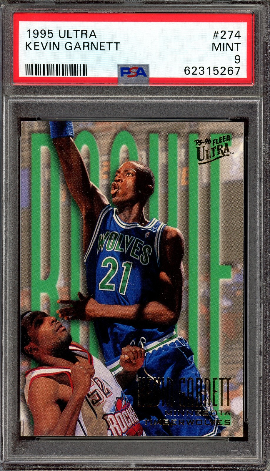 KEVIN GARNETT ~ 1995 Fleer Ultra Rookie Card RC #274 ~ Graded PSA 9 ...