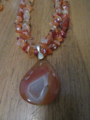 Beautiful Amber Geode necklace and earrng set | eBay