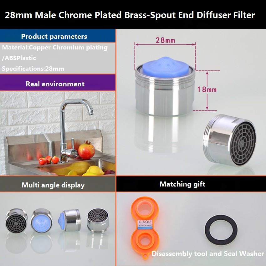 18mm-28mm Tap Aerator Male Female Chrome Plated Brass Spout End ...