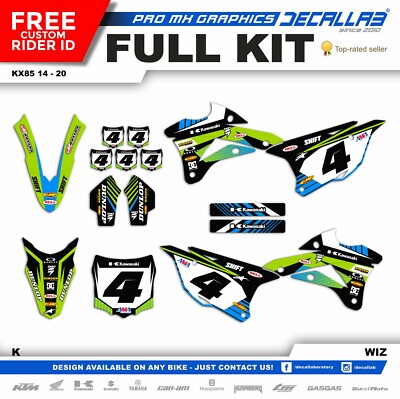 KAWASAKI KX 85 2014 2020 Graphics Sticker kit WHITE / CHROME ...