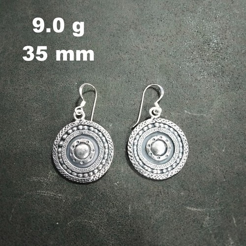 FINE SILVER EARRINGS 925 STERLING CRAFT Dangle 9g Round Vintage Charms ...