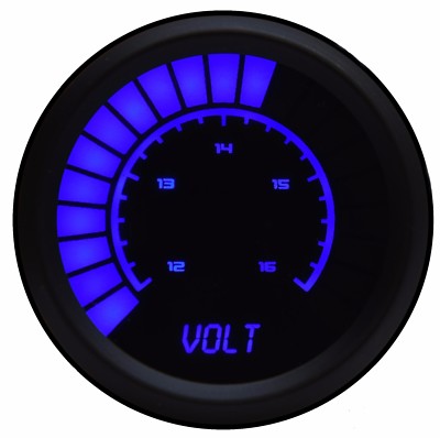 2 1/16" Universal Analog Volt Meter Gauge Blue LEDs Black Bezel Made In ...