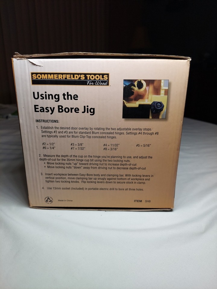 SOMMERFELD'S Own Easy Bore Hinge Boring Jig Cabinet Tool E-Z BORE ...