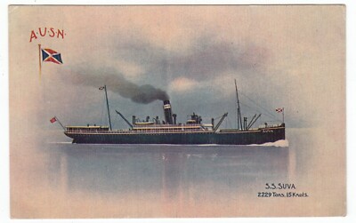 Australasian United Steam Navigation AUSN SS SUVA Ship Postcard 1907 ...