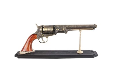 US 13" Decorative Antique Wood Western Style Navy Revolver with Display ...