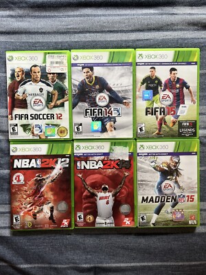 Xbox 360 Sports Game Lot FIFA 12 FIFA 14 FIFA 15 NBA 2K12 NBA 2K14 ...