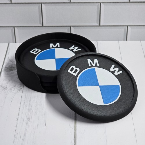 BMW Logo Coaster Set with Carbon Fiber Reinforced Holder | 3D Printed ...