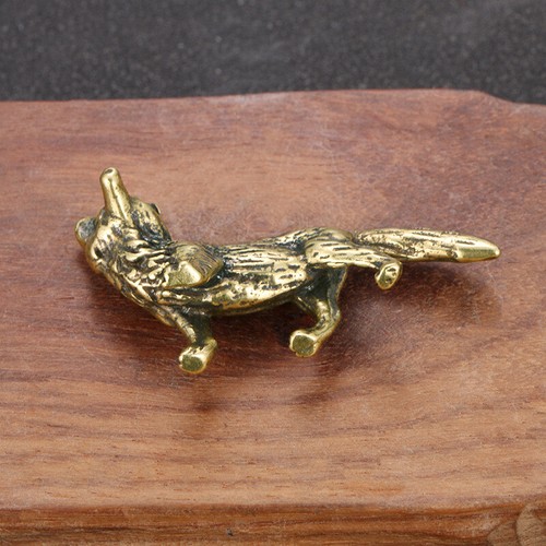 Solid Brass Fox Figurine Small Statue Home Ornament Figurines ...