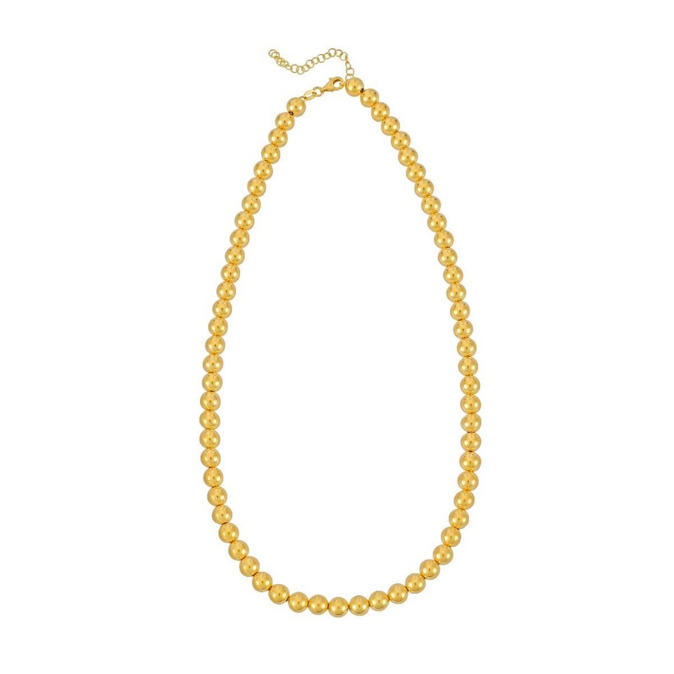 14K Yellow Gold Graduated Bead Ball Link Chain 18" Necklace 9mm 5 ...