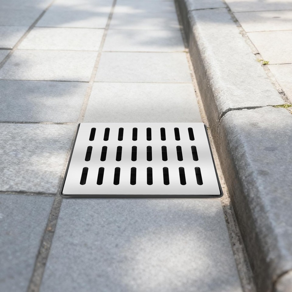 Catch Basin w/ Stainless Steel Grate Large Catch Basin w/ Debris Basket ...