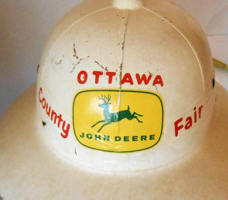Vintage 60's John Deere Safari Pith Helmet Ottawa County Fair Hat S234 ...
