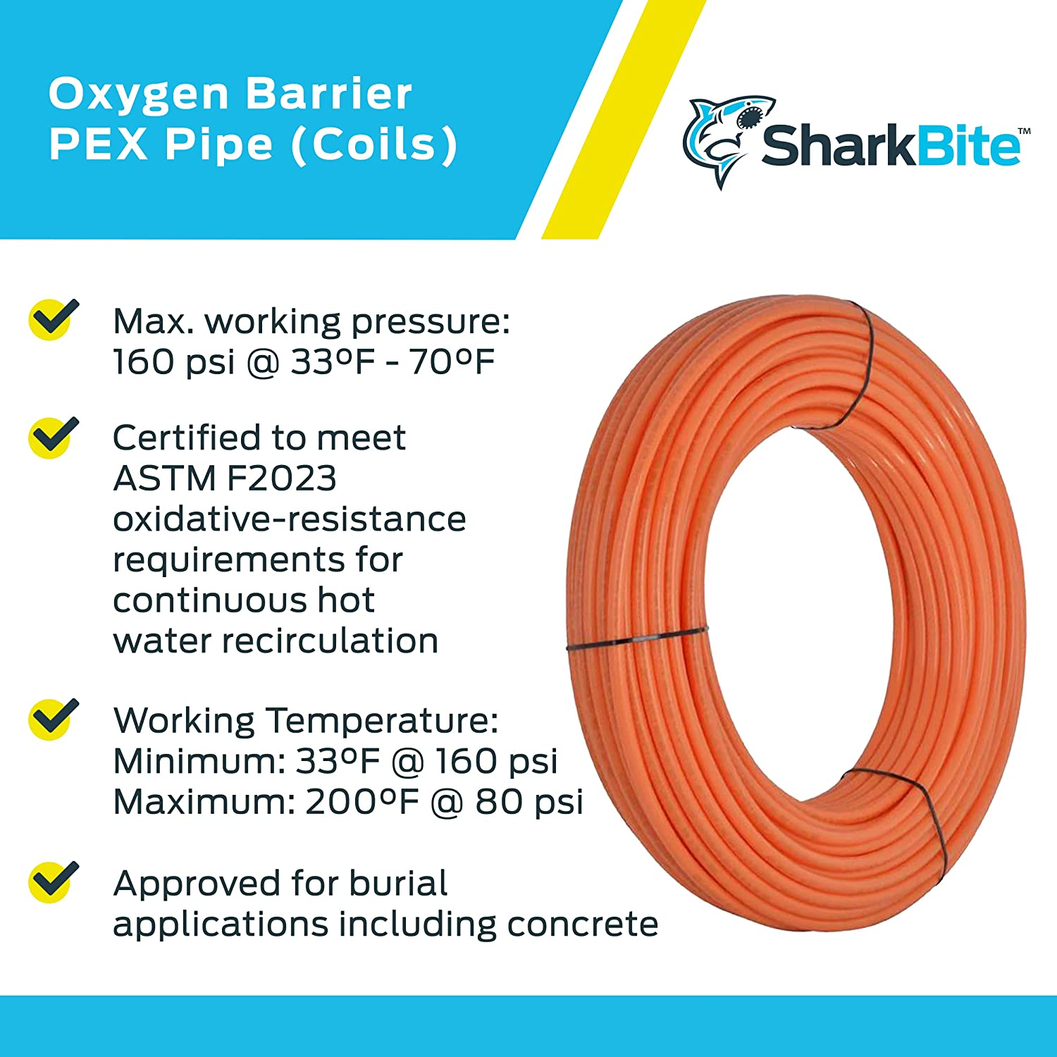 1/2 Inch X 1000 Feet Orange PEX Pipe, Oxygen Barrier Flexible Water ...