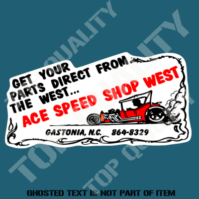 VINTAGE ACE SPEED SHOP WEST Decal Sticker Vintage Retro Mancave Hot Rod ...