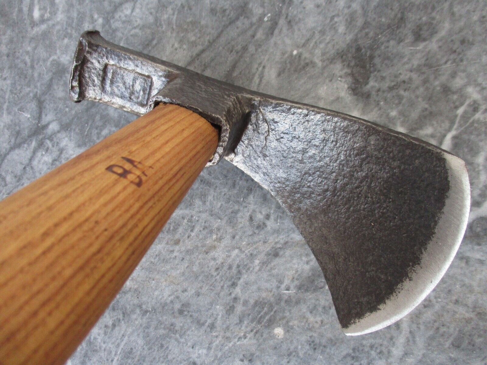 Antique Old Mark Signed Adze Axe Wood Hoe Hammer Tool Making Ships ...