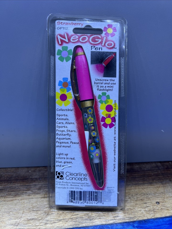 Vintage NeoGlo Ball Point Pen LED Light Up GP112 StrawberryFlashlight ...