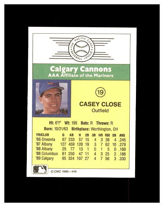 1990 Calgary Cannons CMC #19 Casey Close | eBay