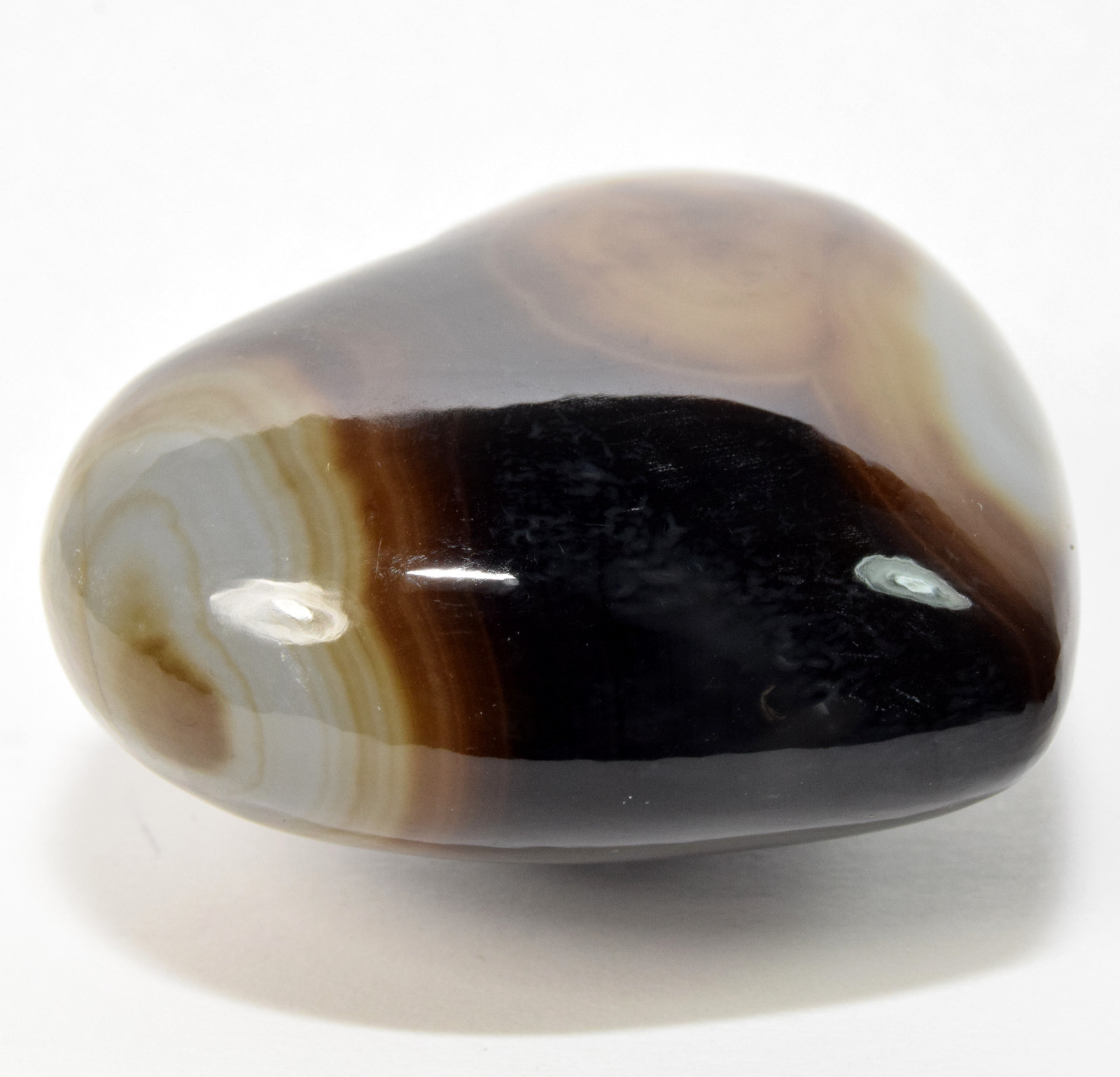 56mm Black White Agate Puffy Heart Natural Crystal Banded Mineral Stone ...