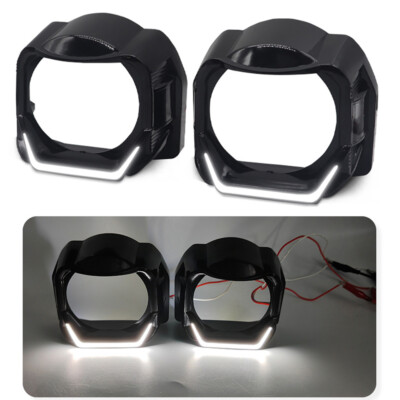 3.0'' LED Angel Eyes Black Shrouds Fit Xenon Projector Lens Car DRL ...