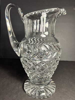Gorgeous Vintage Cut Glass Pedestal Pitcher 11.25” Tall Made In Poland ...